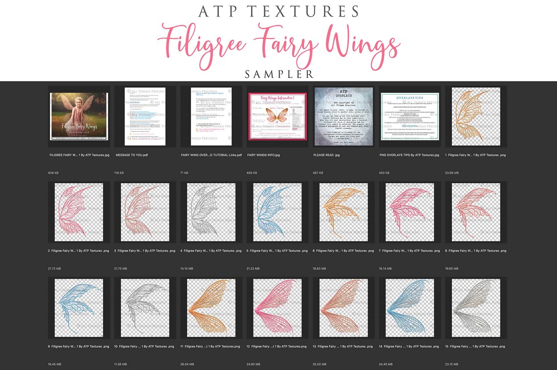 25 Png Overlays FILIGREE FAERY WINGS Set 1 / Photo Overlay - Etsy