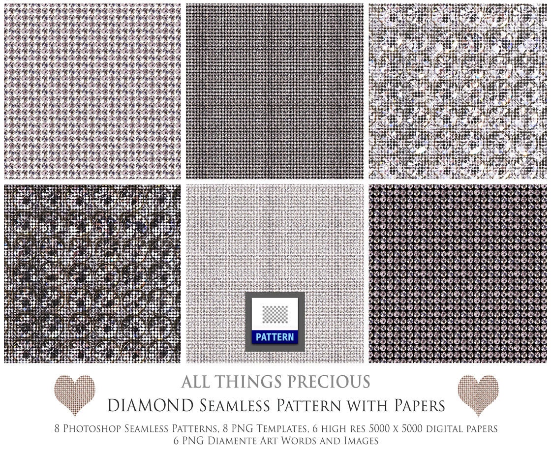 8 SEAMLESS PATTERNS for PHOTOSHOP Diamonds With Templates | Etsy