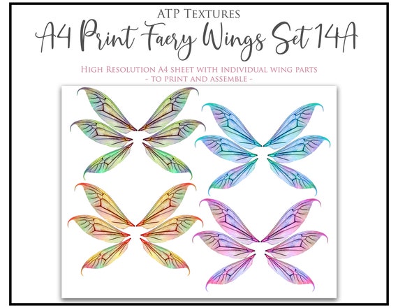 A4 PRINT FAIRY WINGS Set 14A - Png Clipart, Digital Scrapbooking ...
