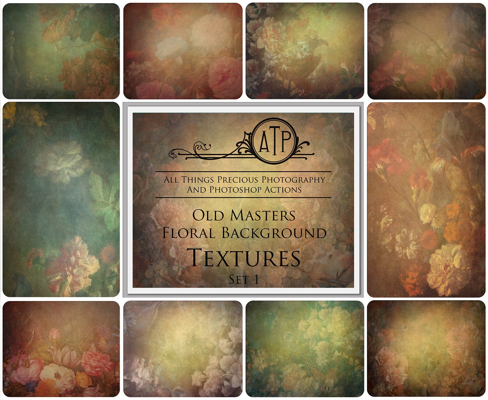 10 FLORAL TEXTURES Old Masters FLOWER Background Set 1 / - Etsy