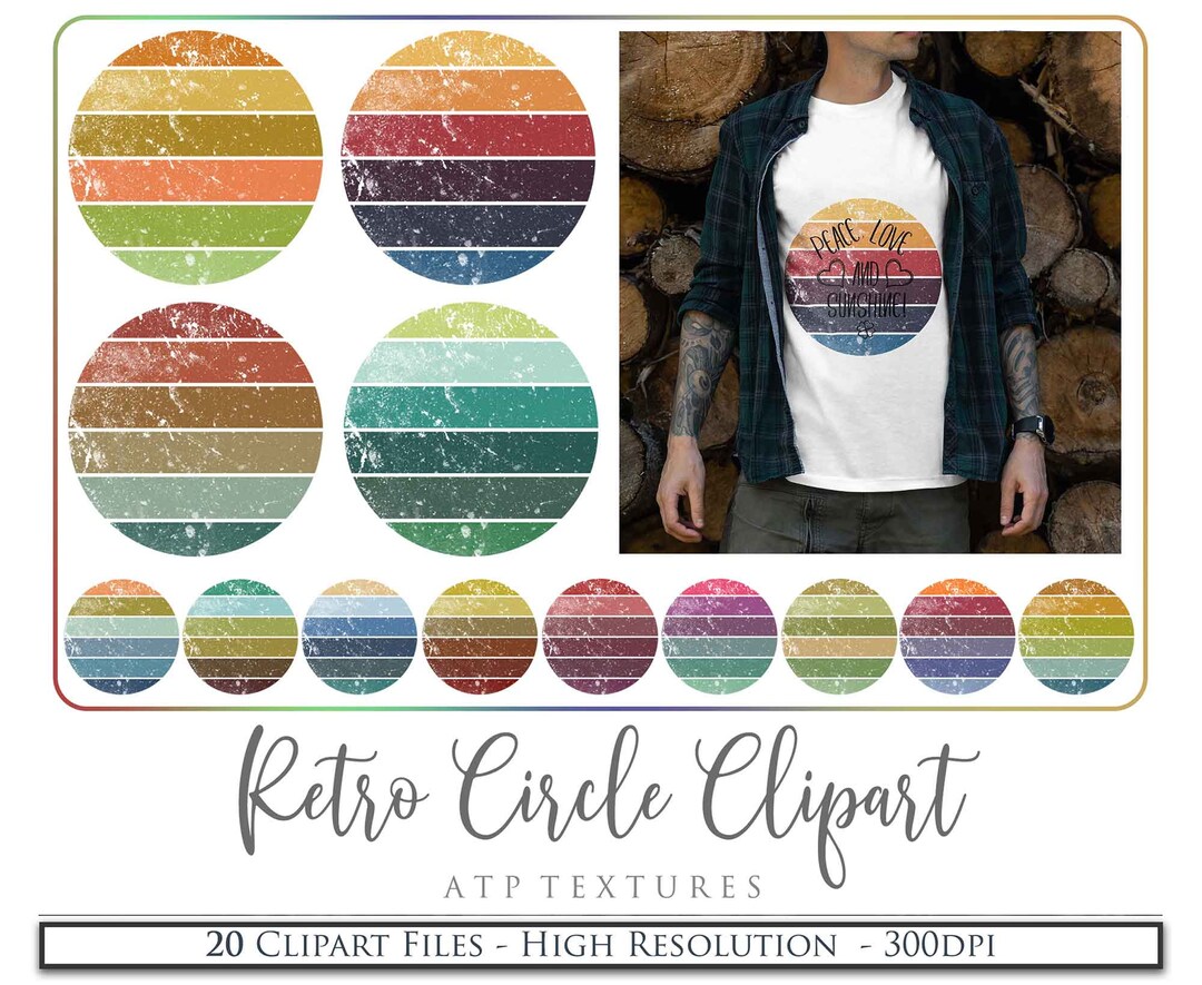 PNG CLIPART, Retro Art, Rainbow, Circle, Round, Grunge, Scrapbooking ...