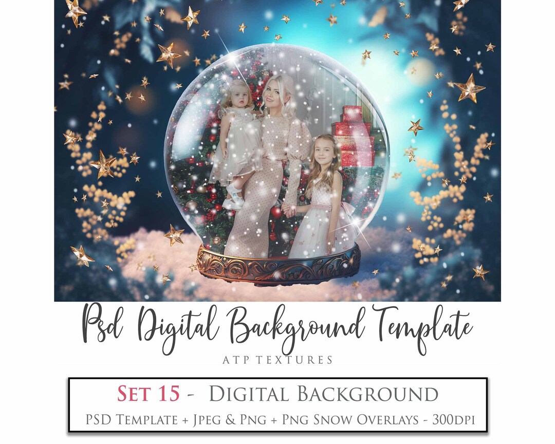 PHOTOSHOP TEMPLATE, Digital Background - Snow Globe - Psd Template, No ...