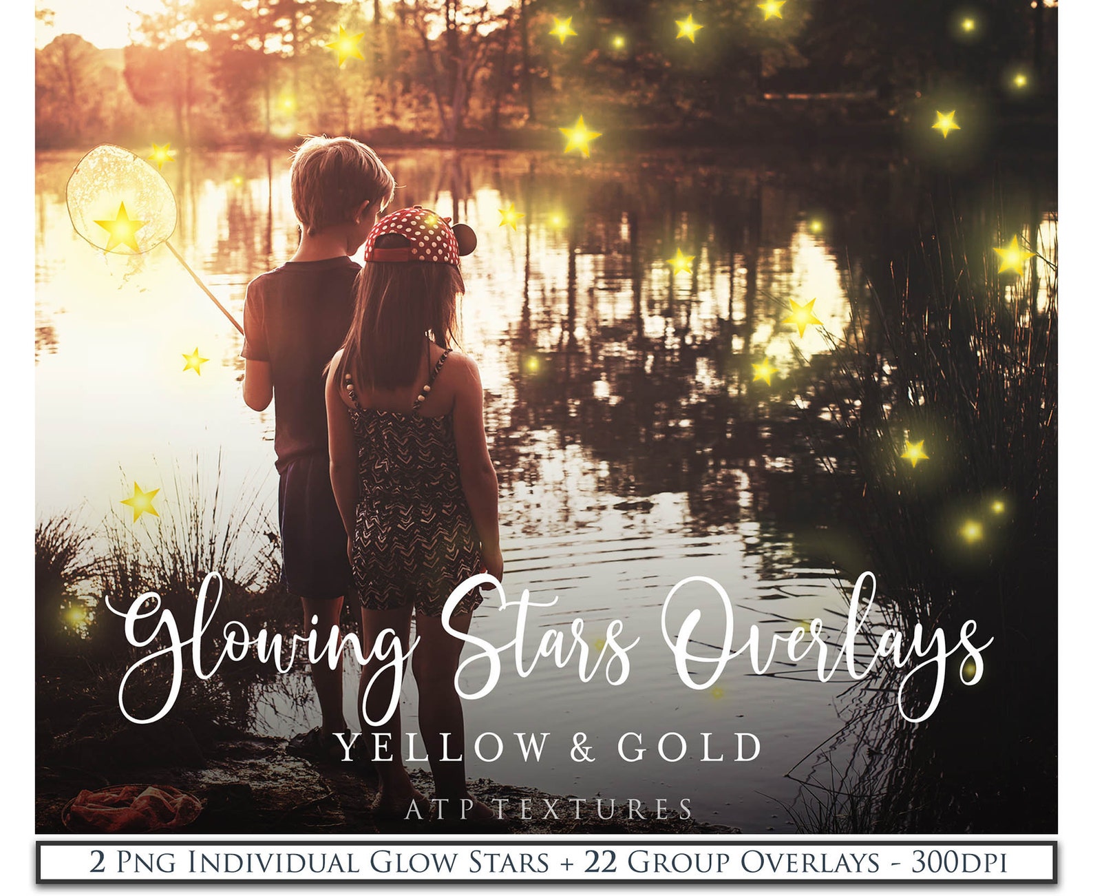 20 Digital OVERLAYS GLOW Gold Stars PNG Clipart Photo - Etsy