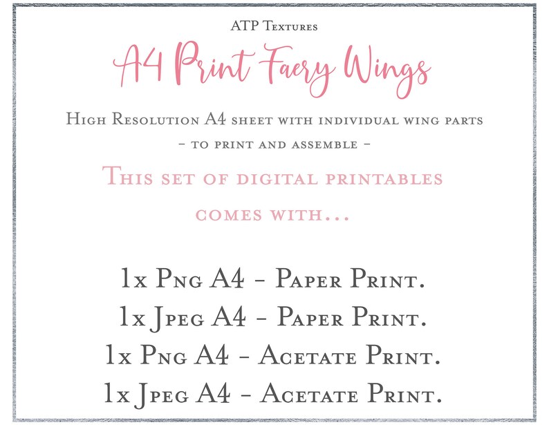A4 PRINT FAIRY WINGS Set 13B - Png Clipart, Digital Scrapbooking ...