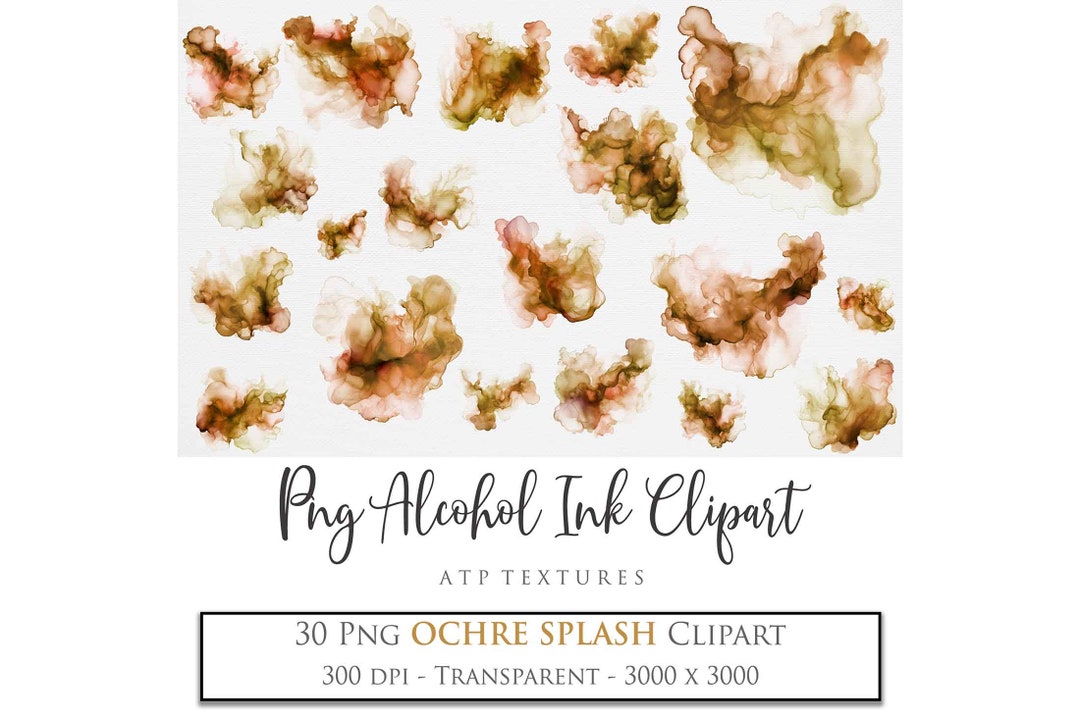 30 PNG Alcohol Ink Clipart Splash - Yellow Ochre, High Resolution ...