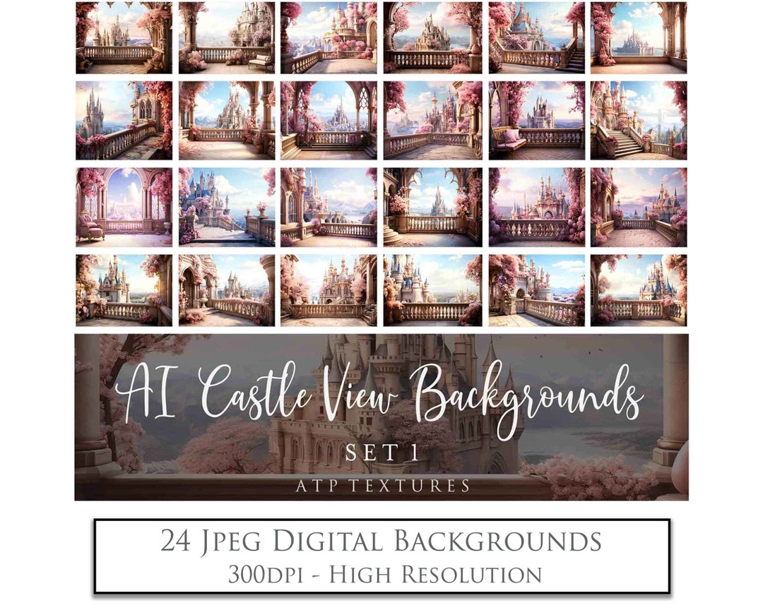 24 Digital Backgrounds - FAIRYTALE CASTLE With Views Set 1 - Photo ...