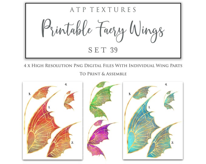 A4 PRINT FAIRY WINGS Set 13B - Png Clipart, Digital Scrapbooking ...