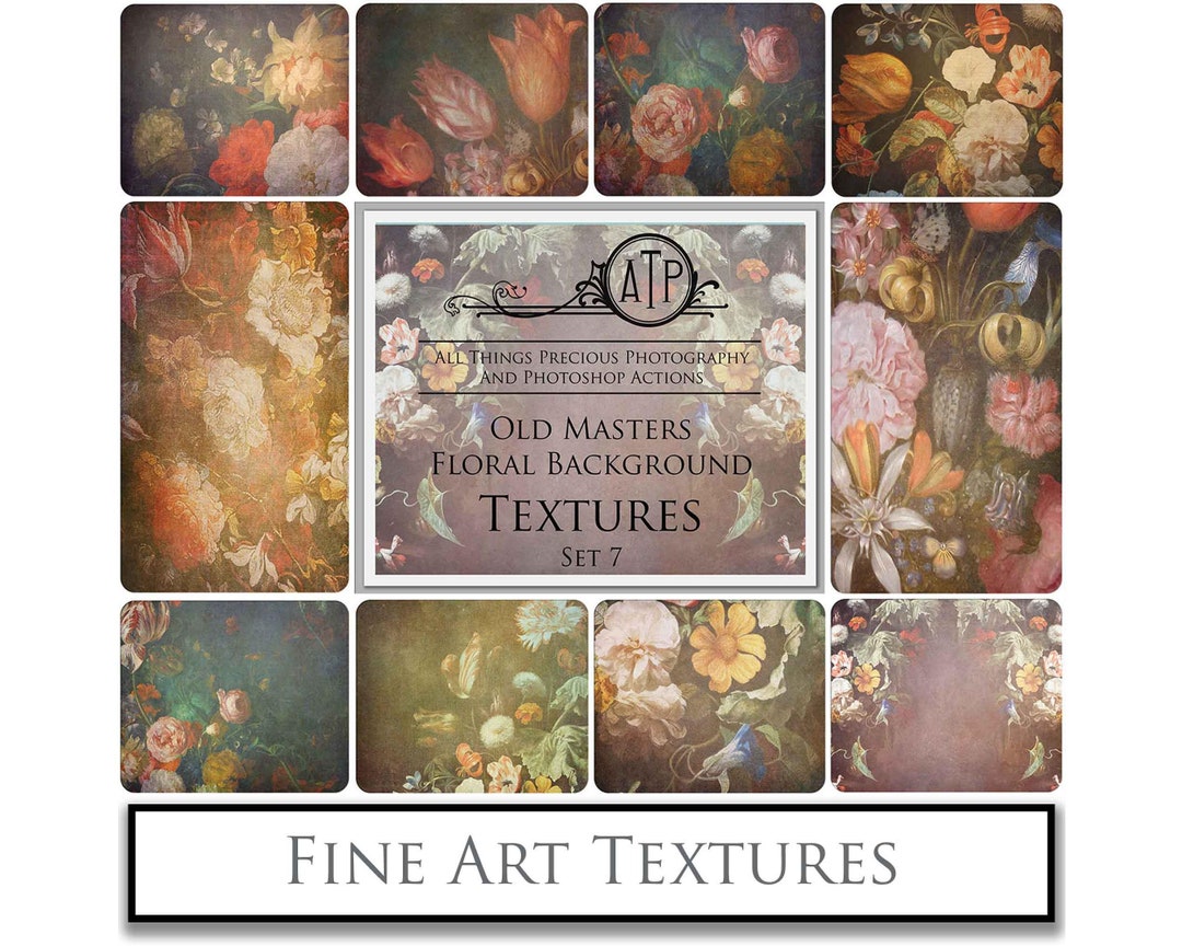 10 Fine Art FLORAL TEXTURES Old Masters Background, Set 7 / Photography ...