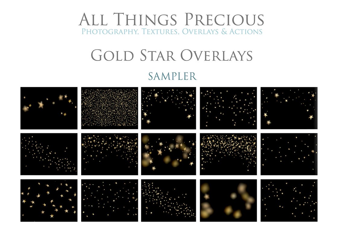 40 Digital OVERLAYS, Gold STARS, Png Clipart, Photo Overlay ...