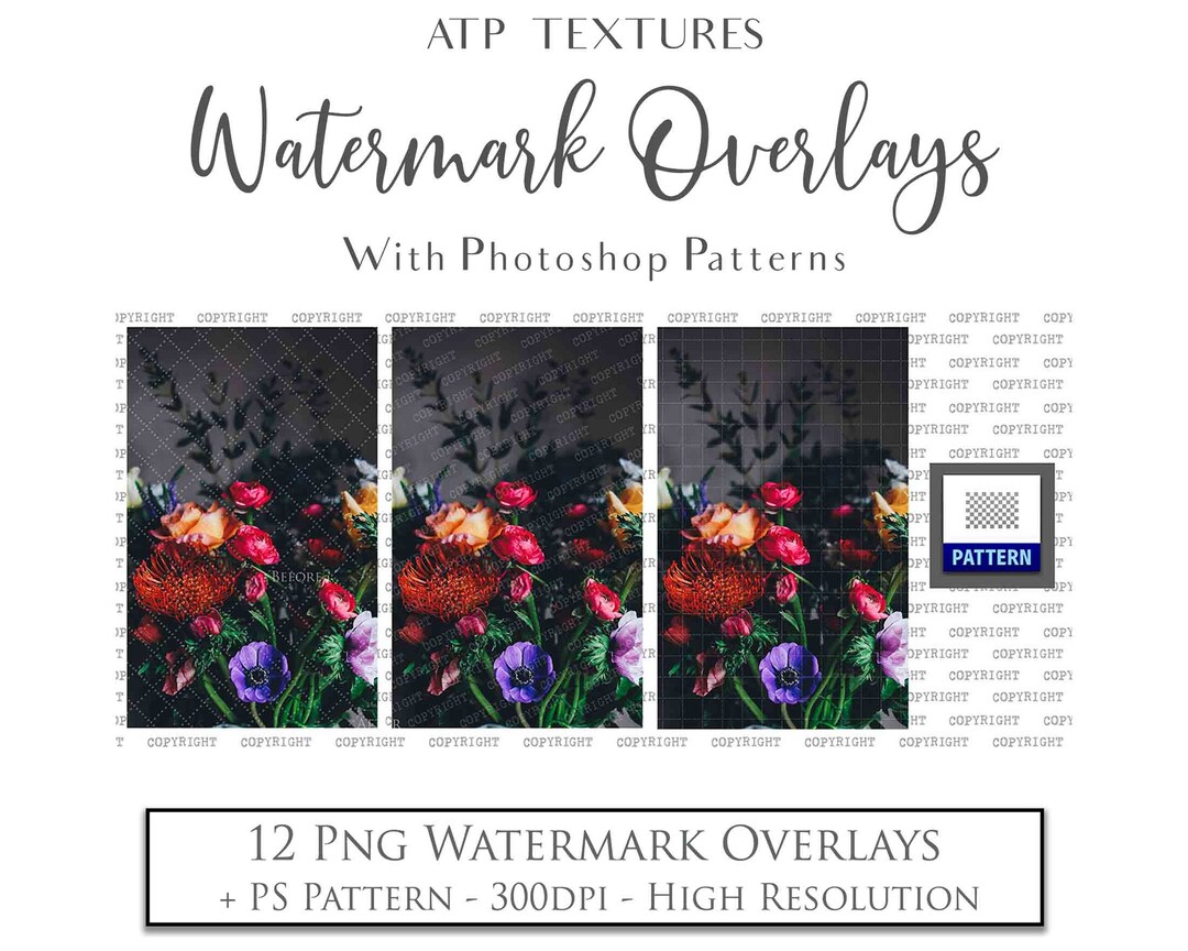 WATERMARK OVERLAYS With Seamless Photoshop PATTERN - Digital Photoshop ...
