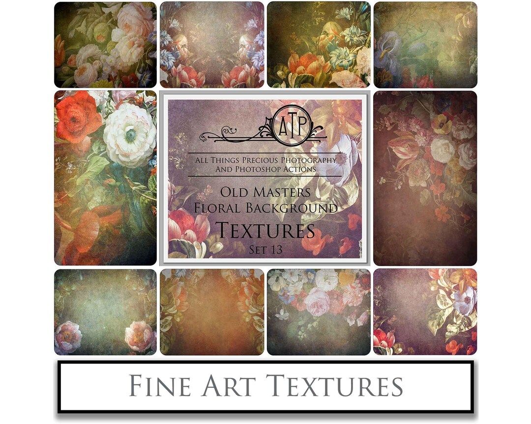 10 Fine Art FLORAL TEXTURES, Old Masters Background Set 13 ...