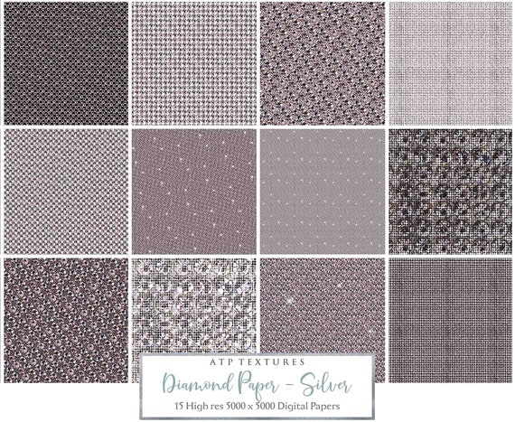 15 Digital PAPERS - DIAMONDS - SILVER / Scrapbooking, Background, Card ...