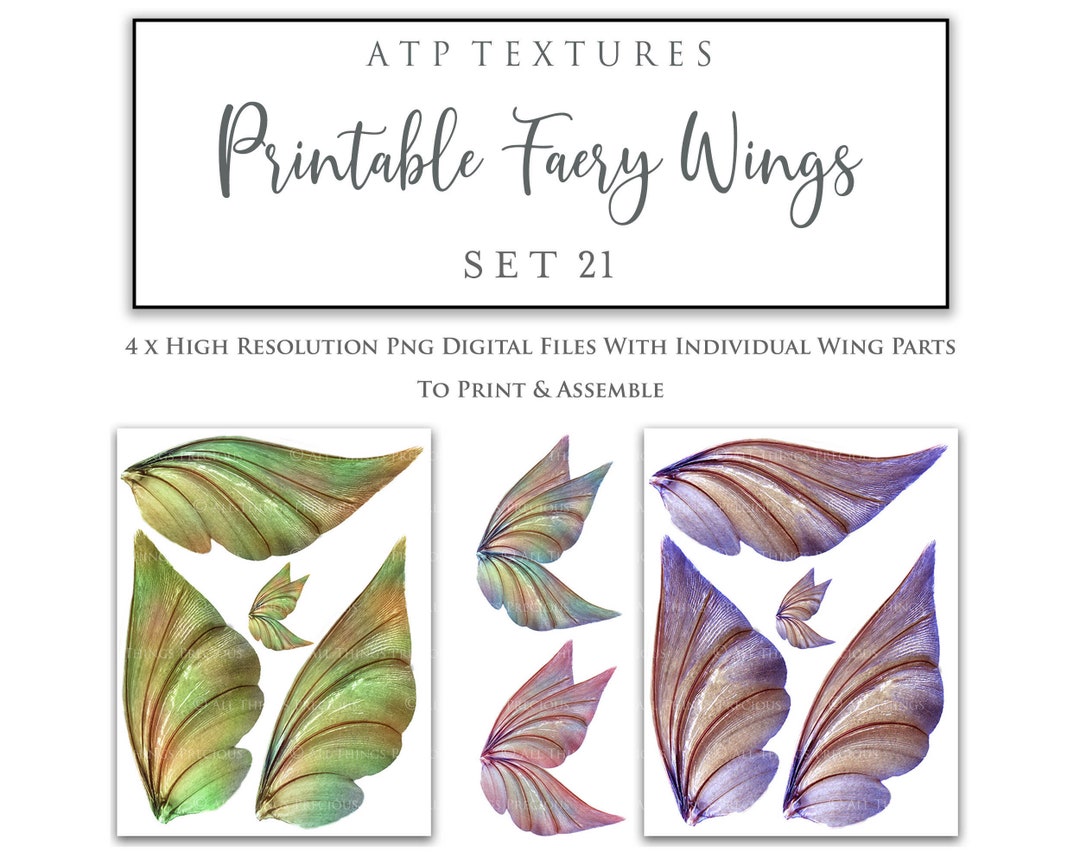 PRINTABLE FAIRY WINGS Set 21 - Art Doll Wing, Pattern, High Resolution ...