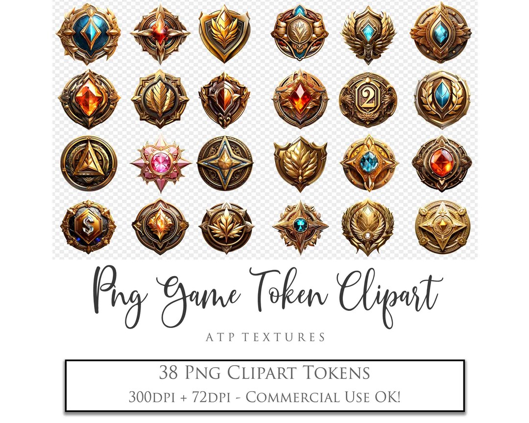 38 Png Clipart GAME TOKENS Sublimation Files Scrapbooking - Etsy