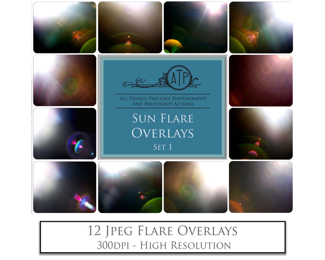 13 Digital OVERLAYS for PHOTOSHOP - Sun Flare Overlay Set 1 - Lens ...