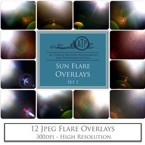13 Digital OVERLAYS for PHOTOSHOP - Sun Flare Overlay Set 1 - Lens ...