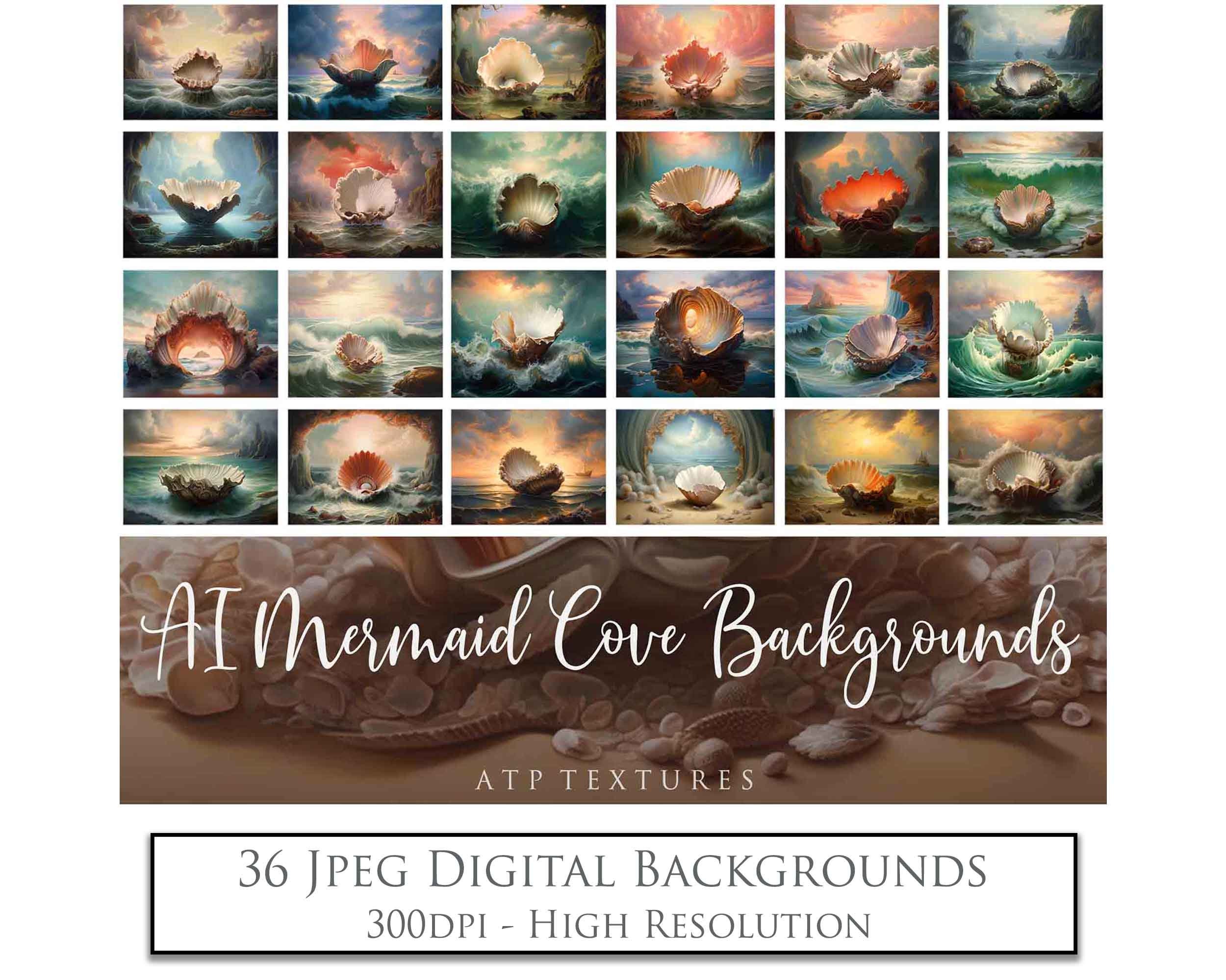 36 Digital Backgrounds - MERMAID COVE - Photo Background, Ocean, Old ...
