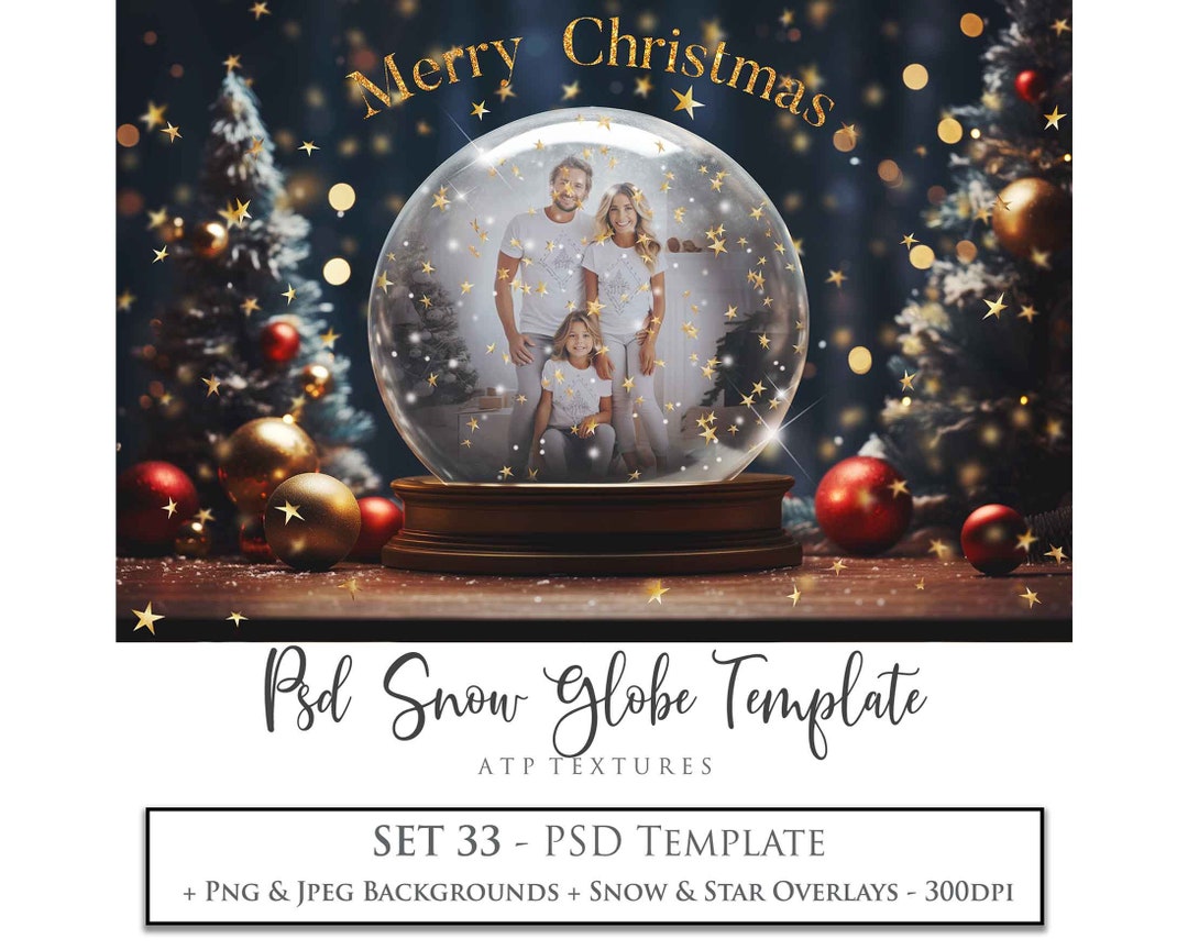 PHOTOSHOP TEMPLATE, Digital Background Snow Globe, Psd Template, No. 33 ...