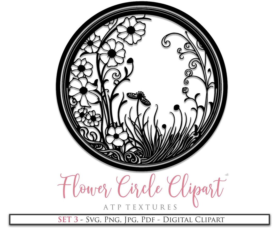 SVG Clipart FLOWER CIRCLE Silhouette No. 3 Png, Jpg, Pdf, Cricut File ...
