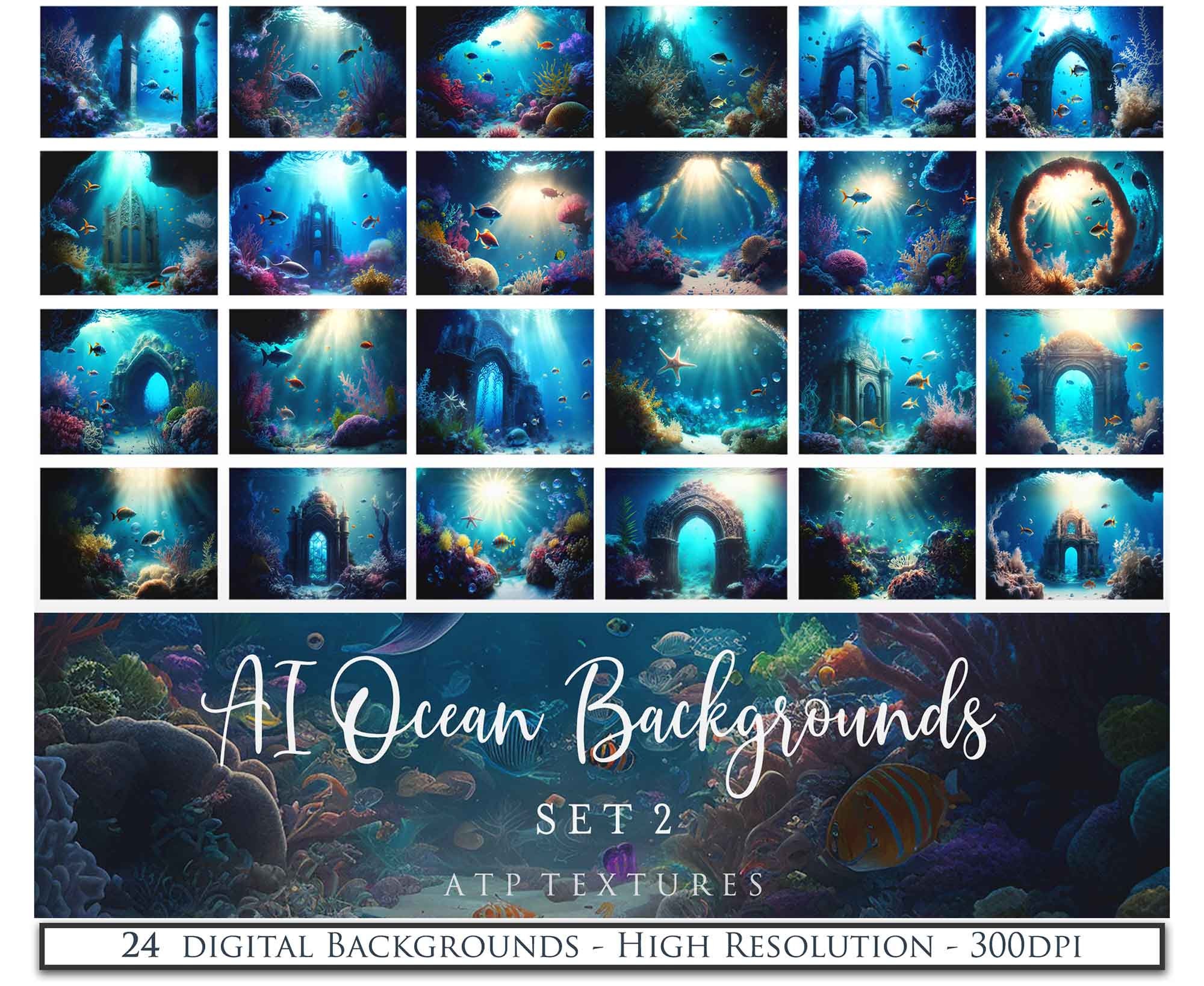 24 Digital Backgrounds OCEAN Set 2 Photo Backdrop - Etsy
