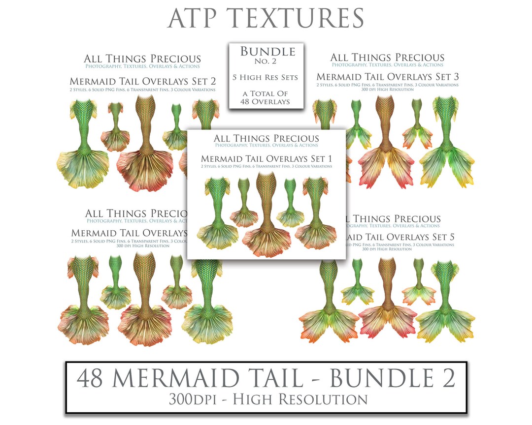 48 OVERLAYS - MERMAID TAIL - Png Bundle No.2 / Photo Overlay,digital ...