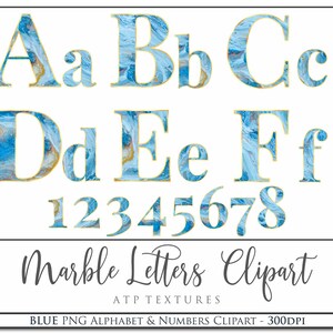 Clipart Letters PNG ALPHABET Blue Marble Digital Print - Etsy