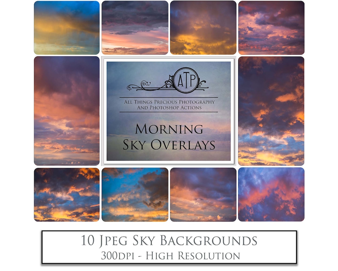 10 MORNING SKY Overlays / Photoshop Overlay, Clouds, Sunrise Overlay ...