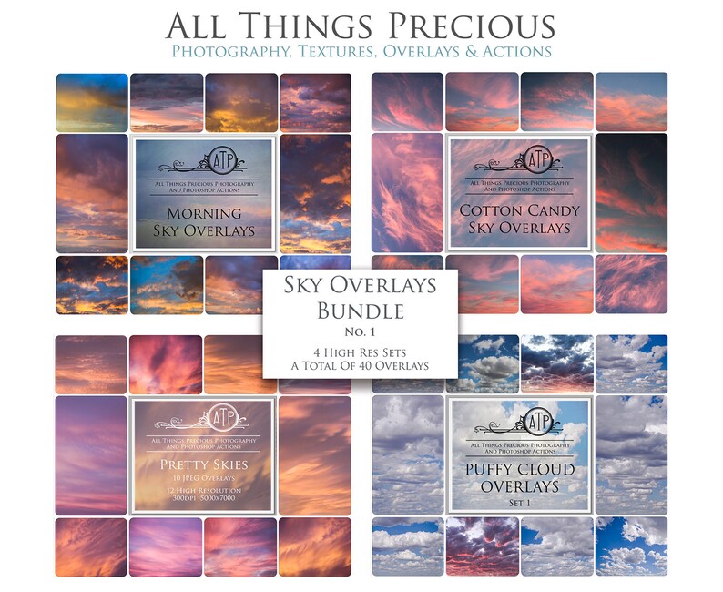 42 SKY OVERLAYS Bundle 1 Photoshop Overlay, Clouds, Cloudy Skies ...