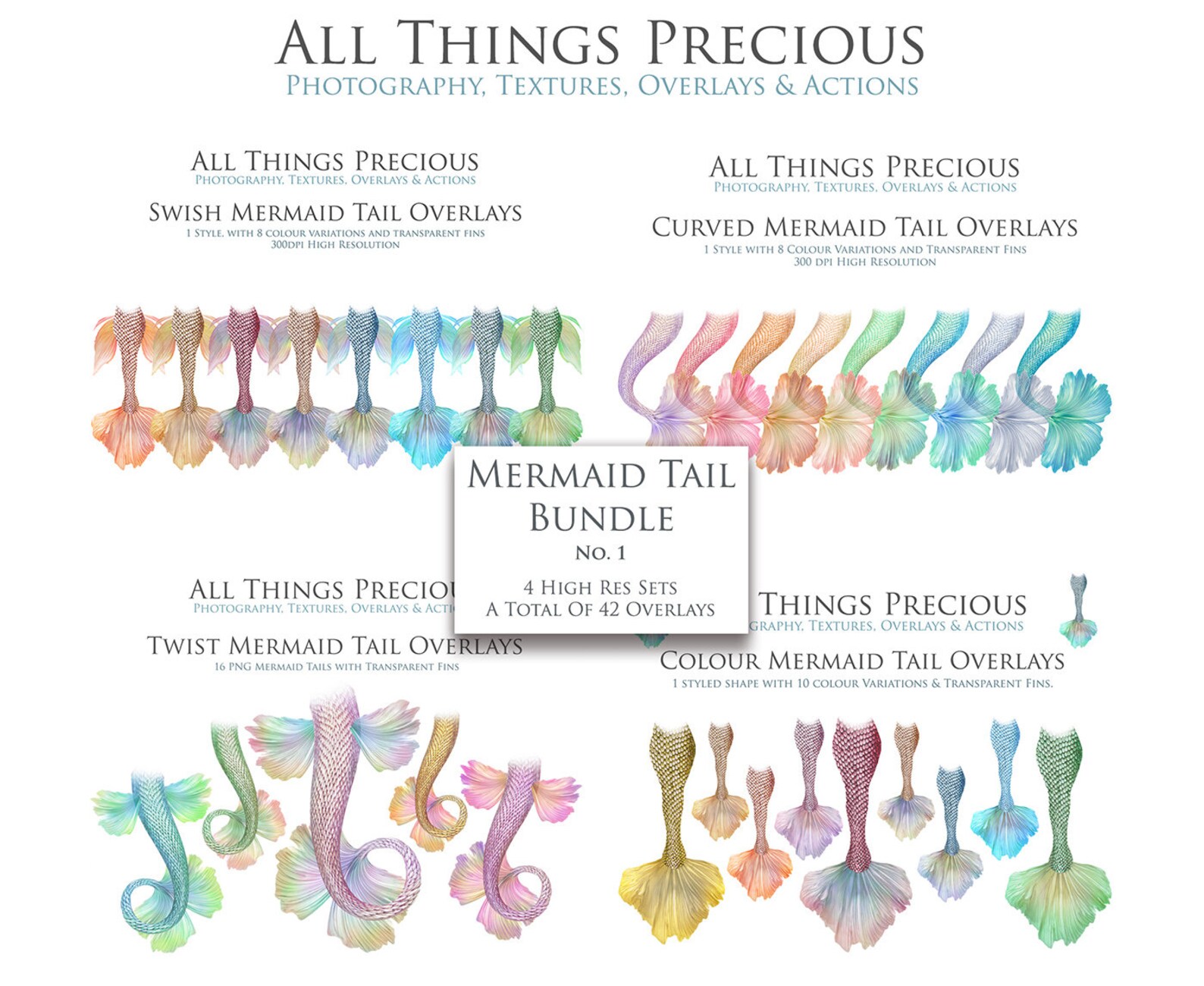 42 Digital Overlays MERMAID TAIL Overlay Png Bundle No.1 | Etsy
