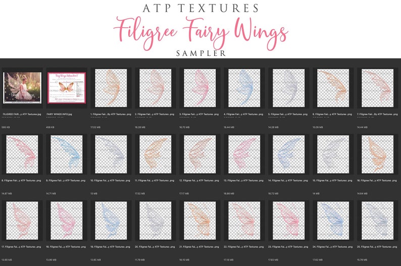 25 Png Overlays, FILIGREE FAERY WINGS, Set 12 / Photo Overlay, Digital ...