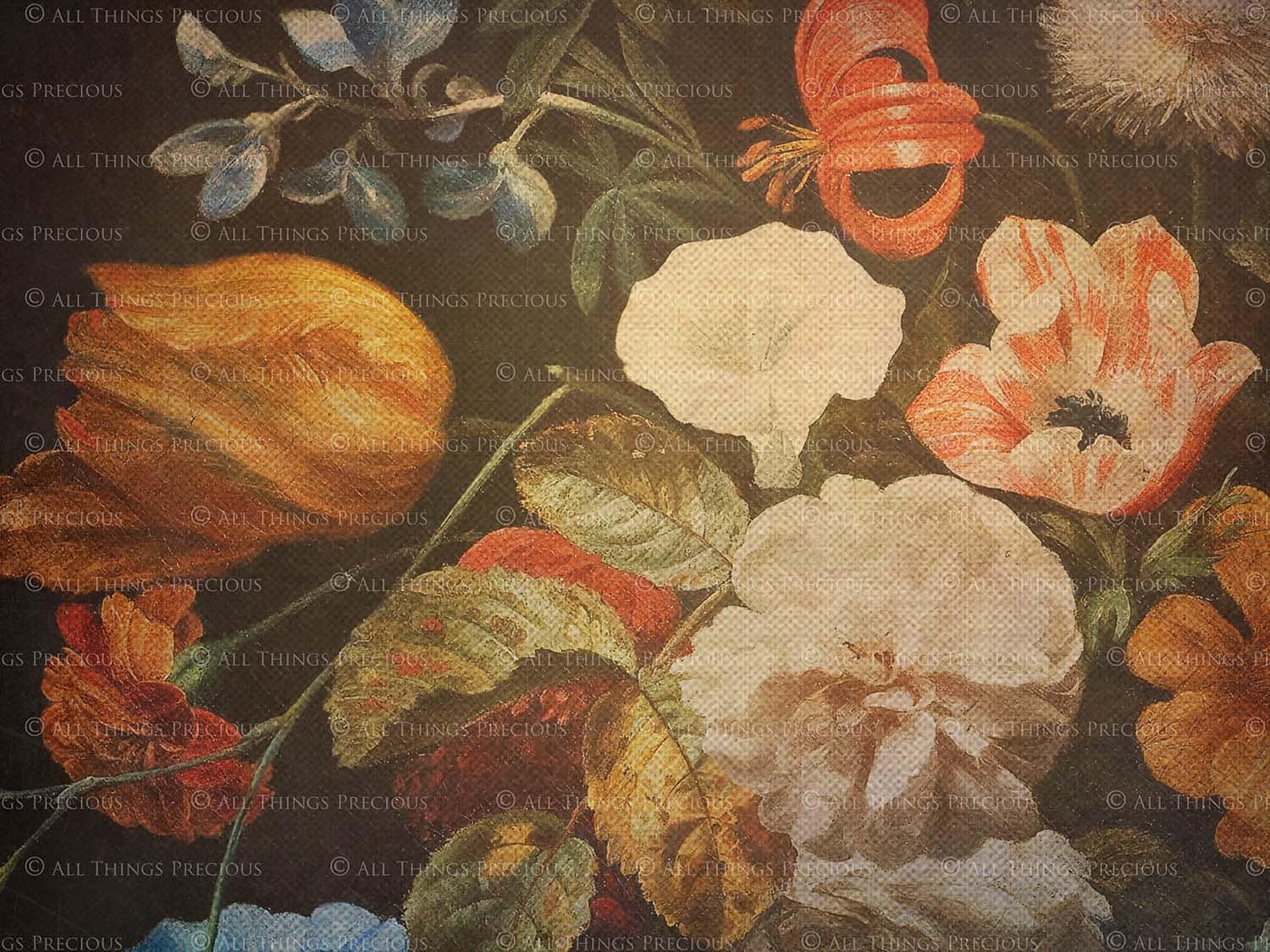 10 Fine Art FLORAL TEXTURES Old Masters Background Set 7 / | Etsy