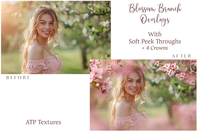 Photo Overlays, PNG Blossom Flower Branches, Crowns and Peek Throughs ...
