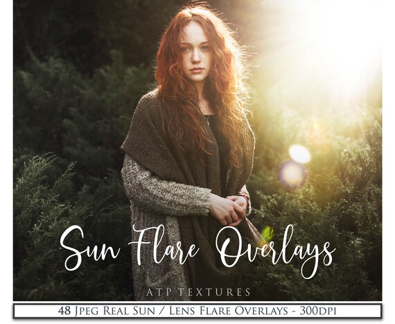 48 SUN FLARE Overlays, Lens Flares, Overlay Bundle No.1 / Sunlight ...