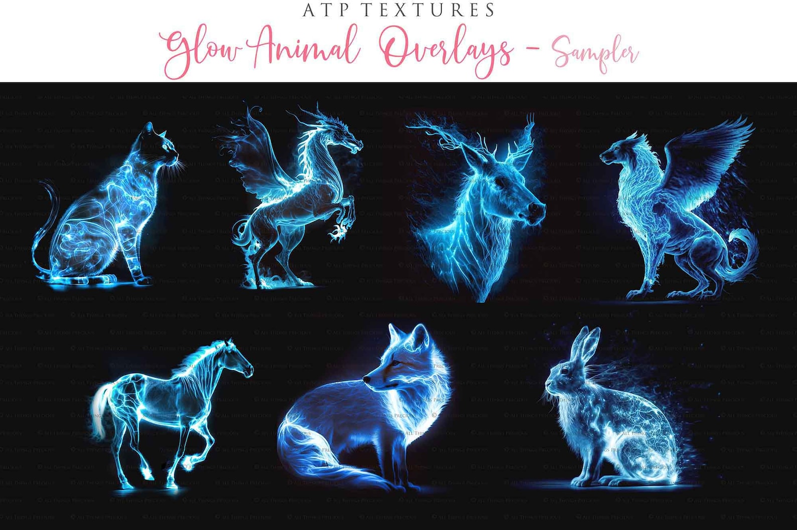 48 Overlays GLOW ANIMALS Photo Overlay Magical Overlay - Etsy