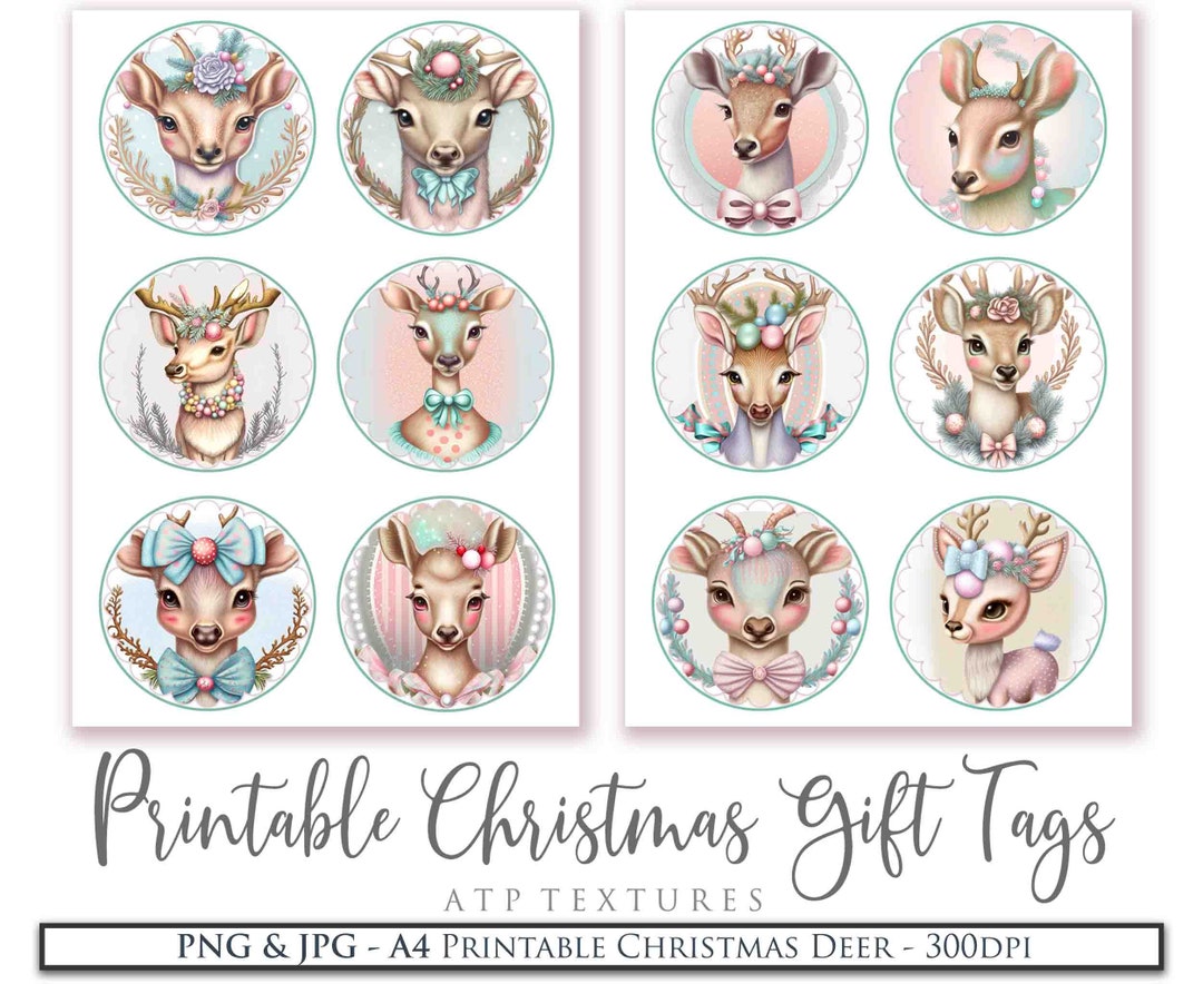 A4 Printable CHRISTMAS Deer Gift Tags Xmas Labels - Etsy