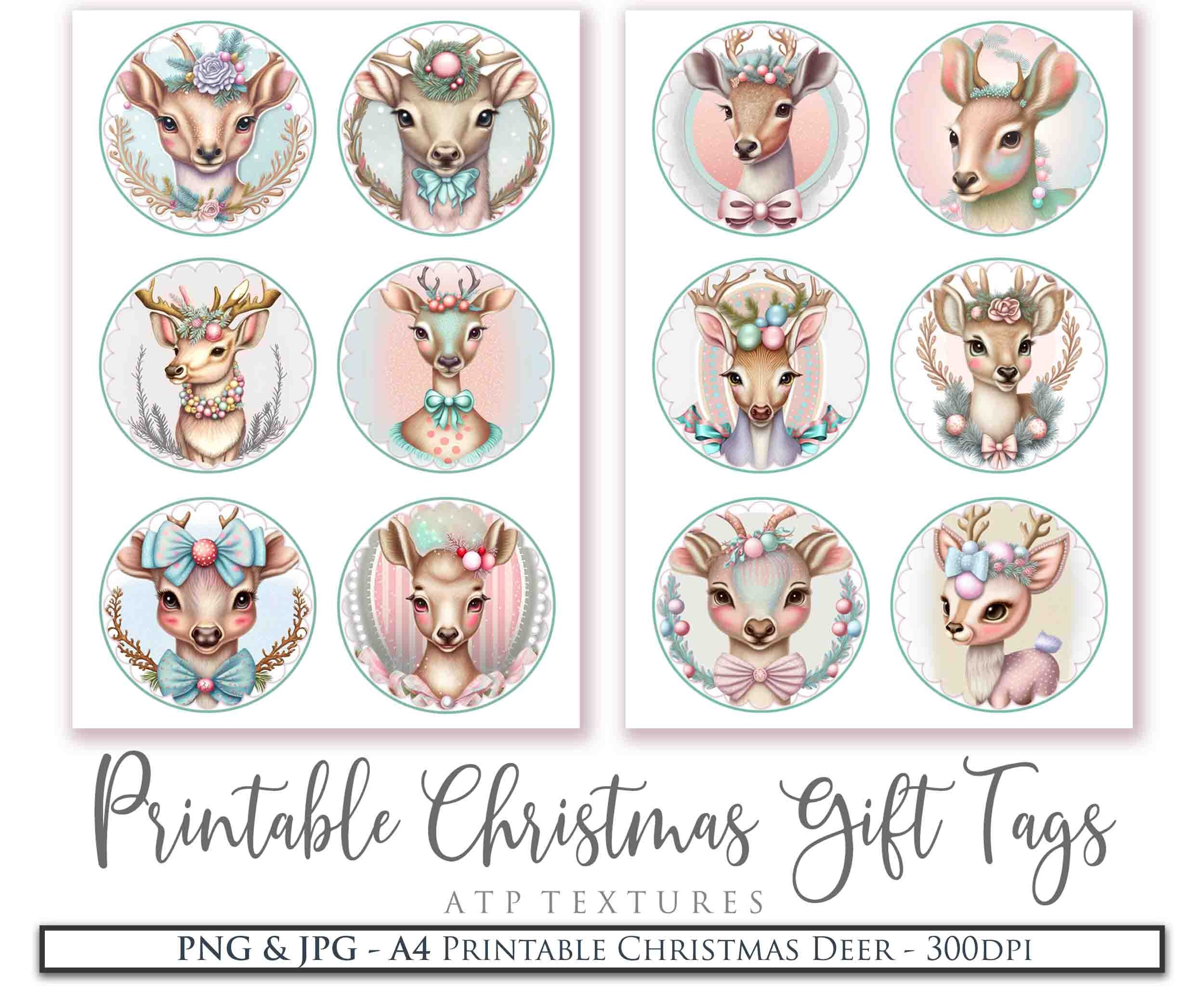 A4 Printable CHRISTMAS Deer Gift Tags Xmas Labels - Etsy