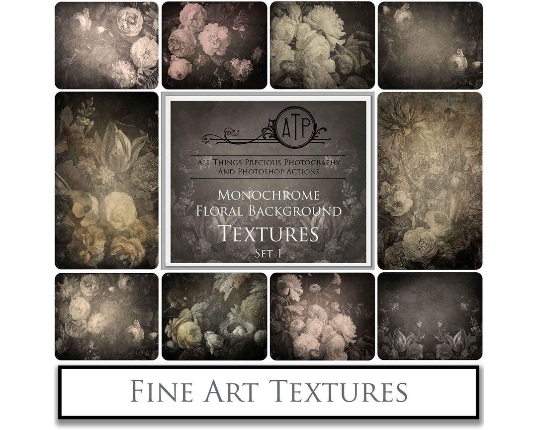FLORAL TEXTURES - MONOCHROME, Old Masters Flower, Background Paper Set ...
