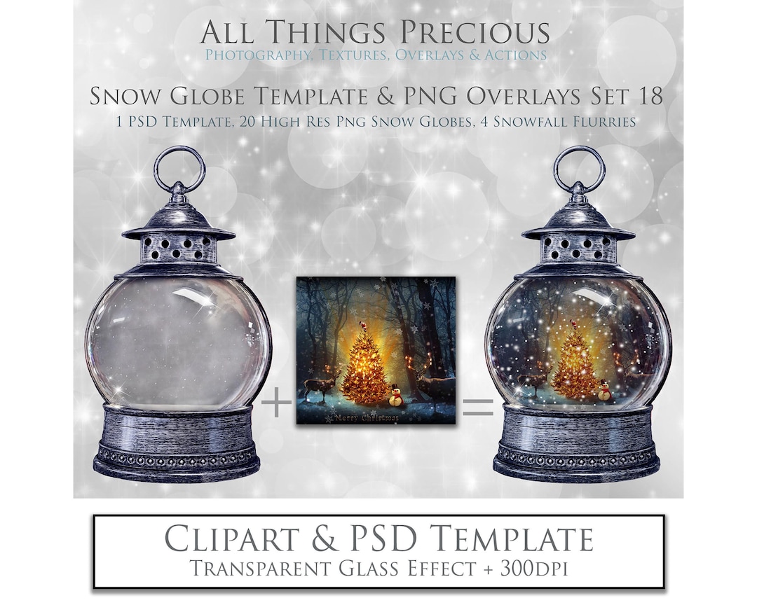 PNG CLIPART- Digital Snow Globe, PSD Template No.18 / Photoshop Overlay ...