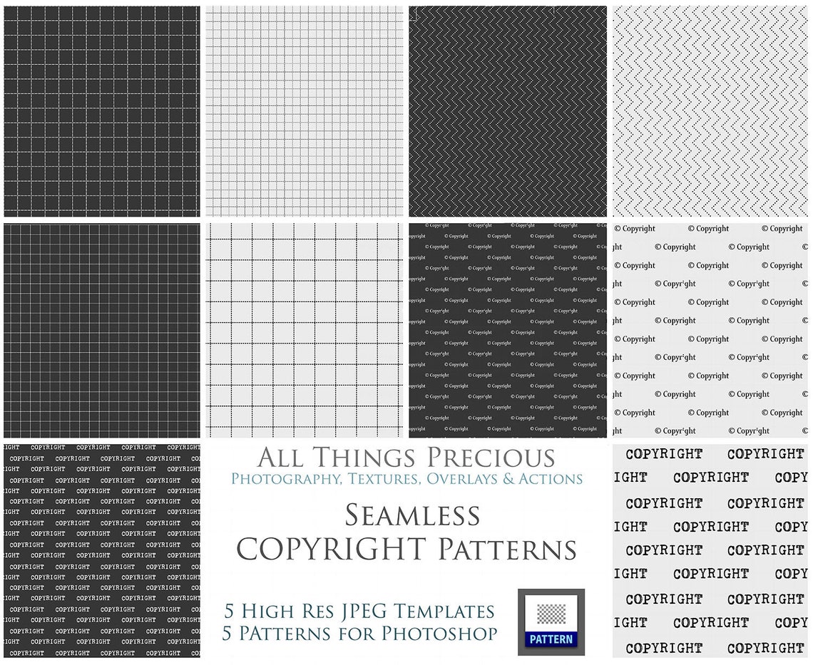 WATERMARK OVERLAYS With Seamless Photoshop PATTERN Digital - Etsy