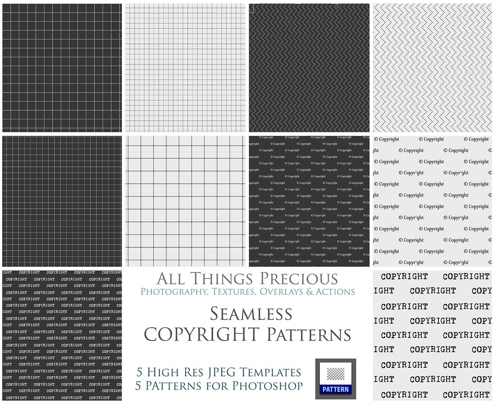 WATERMARK OVERLAYS With Seamless Photoshop PATTERN Digital - Etsy