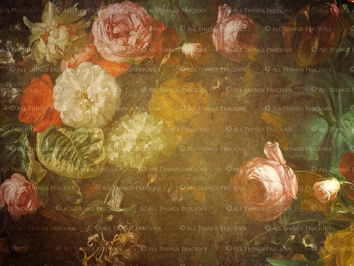 10 Fine Art TEXTURES - Old Masters FLORAL, Flower Background Set 11 ...