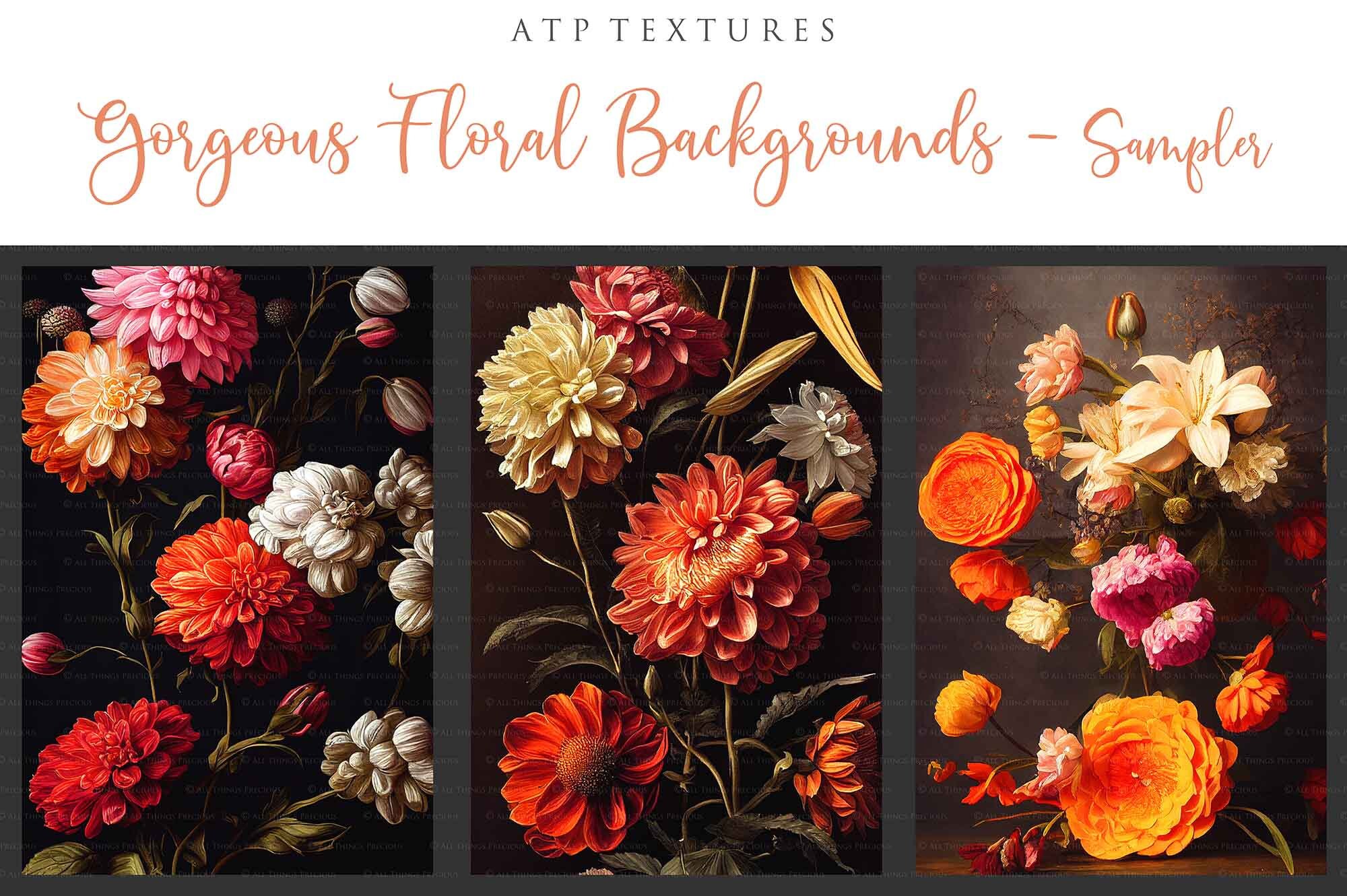 12 FLORAL Digital Backgrounds Set 14 / Fine Art TEXTURES - Etsy