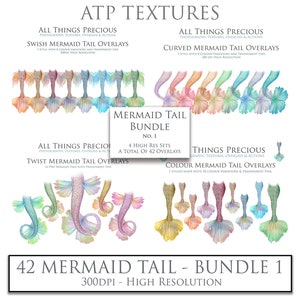 42 Digital Overlays, MERMAID TAIL Overlay, Png Bundle No.1, High ...