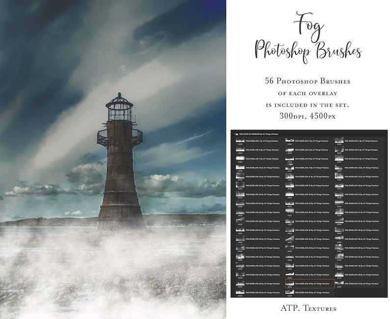 56 Digital FOG OVERLAYS for PHOTOGRAPHY With 56 Photoshop Brushes ...