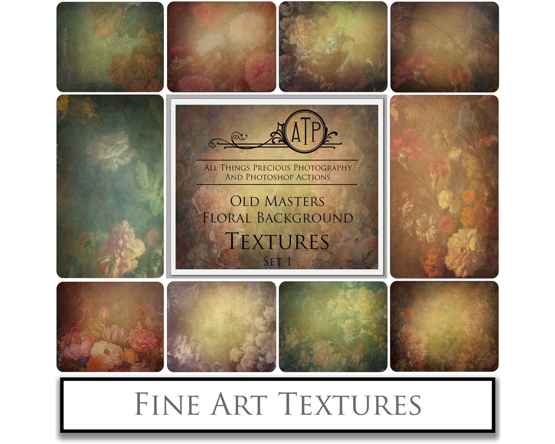 10 FLORAL TEXTURES - Old Masters FLOWER, Background, Set 1 / Photo ...