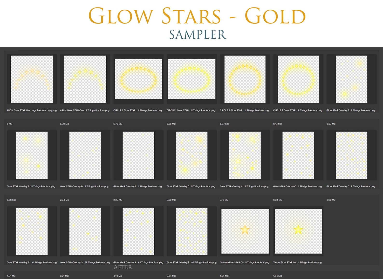 20 Digital OVERLAYS GLOW Gold Stars PNG Clipart Photo - Etsy