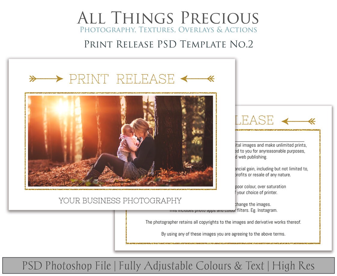 Photography PRINT RELEASE Template No.2 PSD template for Photographers ...