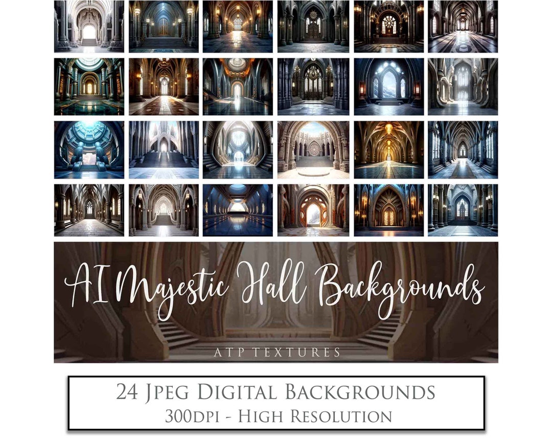 24 Digital Backgrounds - MAJESTIC HALL - Photo Background, Castle, Old ...