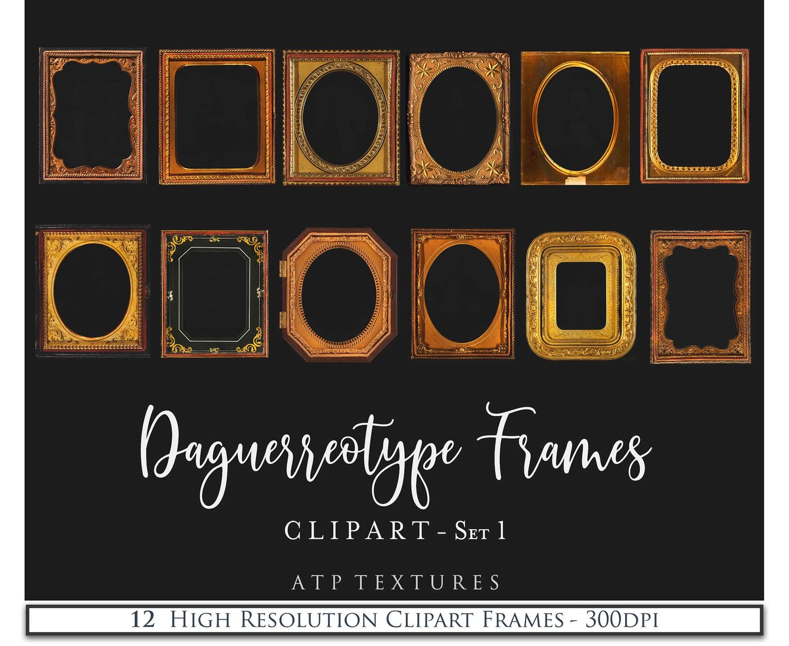 12 Clipart Frames, Vintage, Daguerreotype Set 1 / Digital Scrapbooking ...