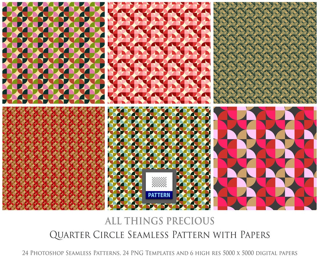 18 SEAMLESS PATTERNS CIRCLE Links Set 1 with 6 Digital Papers Photoshop ...